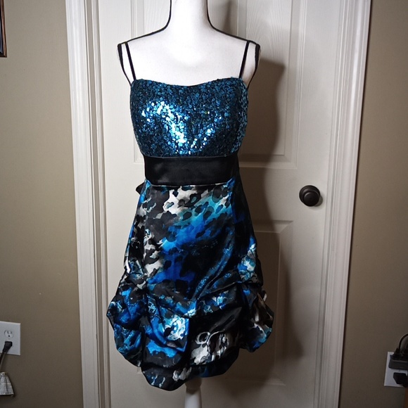 Deb | Dresses | Deb Throwback Mini Bubble Strapless Sequin Prom ...